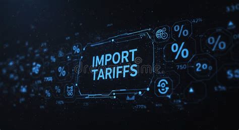 Glowing Blue Digital Interface Centered Around The Phrase Import Tariffs Stock Illustration Glowing Blue Digital Interface Centered Around The Phrase Import Tariffs Stock Illustration