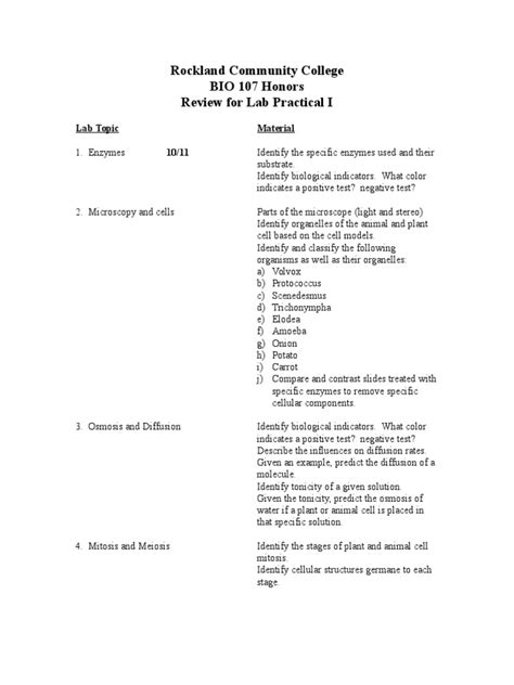 Bio 107 Lab Practical I Review Pdf Osmosis Cell Biology