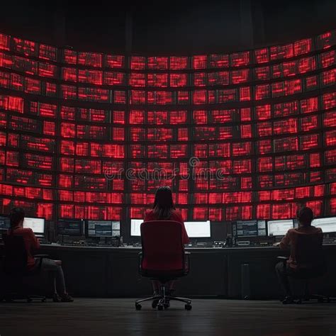 Cybersecurity Team Monitoring Red Alert System Stock Image Image Of Digital Warning 353469979