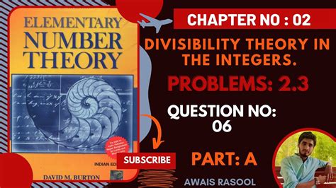 Question No 06 Part A Exercise 23 Greatest Common Divisor Number Theory Youtube