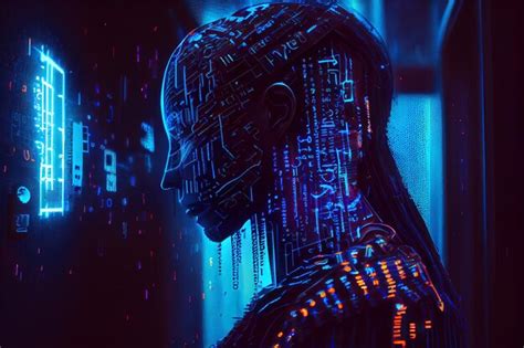 F Inteligencia Artificial Código Binario Humano Hacker Foto Premium