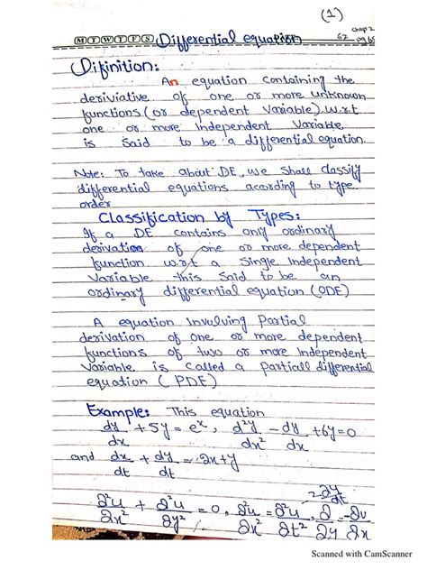 Differential Equation Notes Pdf