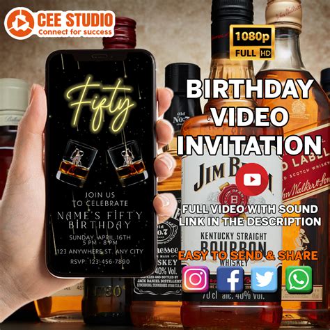 Whiskey Themed Digital Surprise Party Invitation For Mens 3 Inspire Uplift