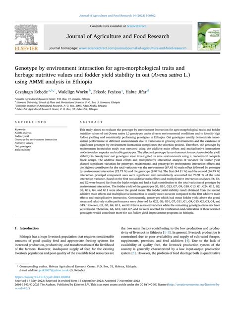 Pdf Genotype By Environment Interaction For Agro Morphological Traits
