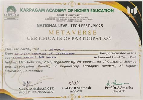 I Have Successfully Participated In The Event Of Code Sprint And Post Matrix S Abhijith