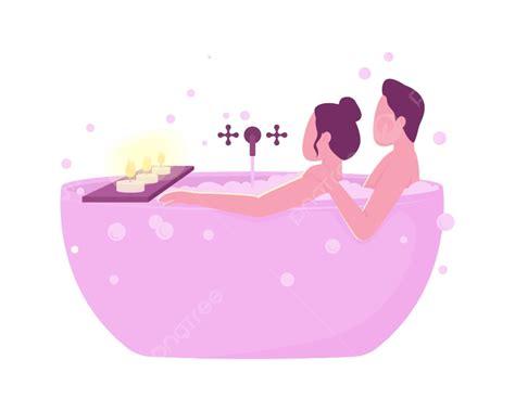 Take A Bath Vector Art Png Couple Taking Bath Semi Flat Color Vector Characters Toon People