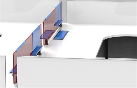 3d 렌더링의 컴퓨터 책상이있는 흰색과 유리가있는 열린 공간 사무실의 내부 0명에 대한 스톡 사진 및 기타 이미지 0명