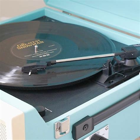 Personalised Retro Style Record Player On Legs Blue Record Sticker