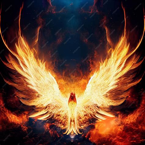 Premium Photo Phoenix Bird On Fire Mythological Fenix Bird With