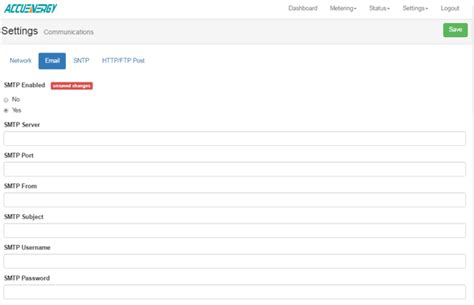 how to configure axm web to send emails accuenergy