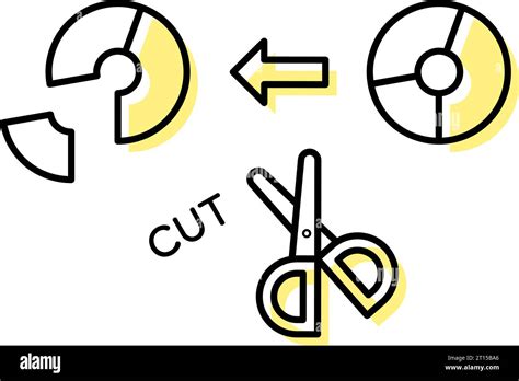 Cost Cutting Simple Line Drawing Icon With Scissors To Cut Pie Chart
