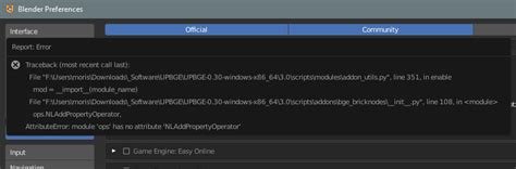[bug] the bricky nodes addon that comes with ubge is not enabled game engine support and
