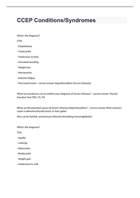 CCEP Conditions Syndromes Questions With Complete Solutions Ccep Stuvia US