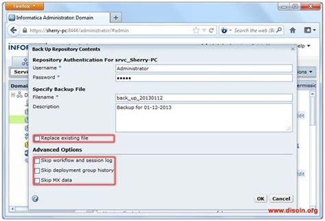 Informatica Powercenter Repository Backup And Restore ~ Data