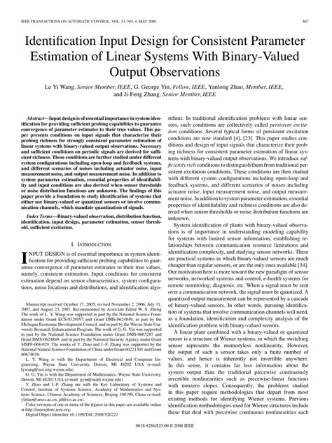 Pdf Identification Input Design For Consistent Parameter Estimation
