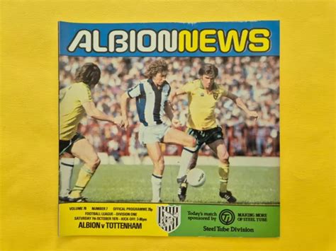 7 10 1978 West Bromwich Albion V Tottenham Hotspur Football Programme