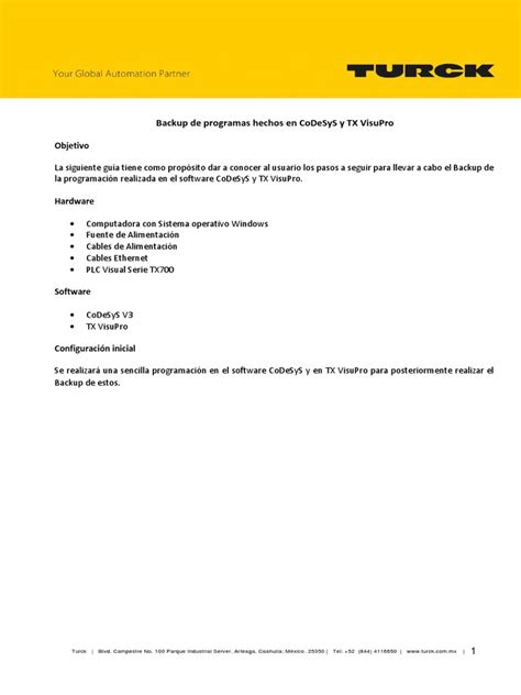 backup codesys y tx visupro rev 1 pdf programa de computadora