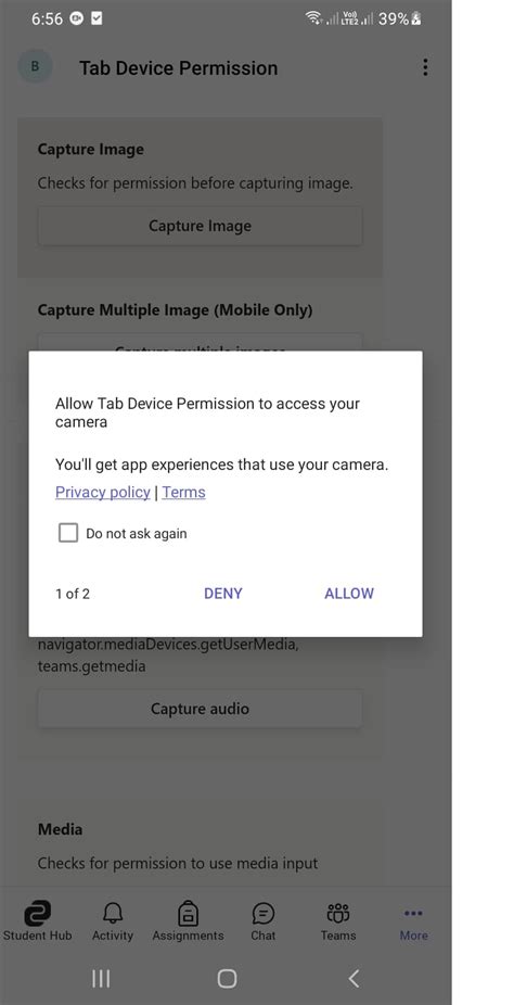 Tab Device Permission Code Samples Microsoft Learn