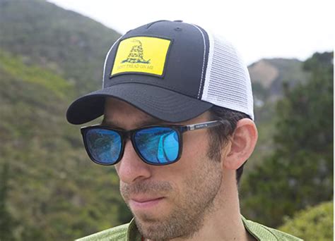 Gadsden Flag Flag Trucker Baseball Snapback Hat Black White