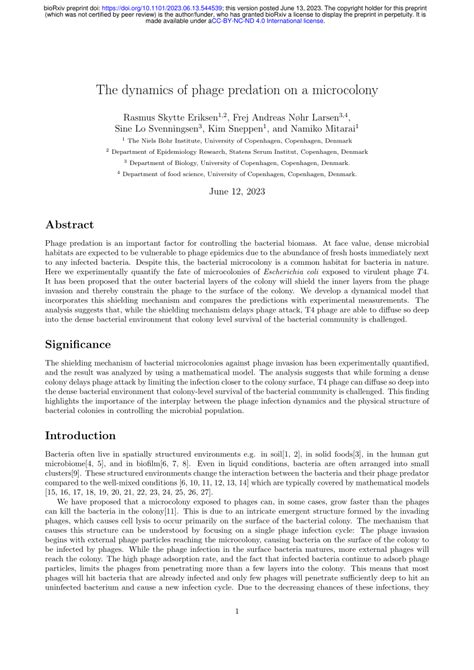 Pdf The Dynamics Of Phage Predation On A Microcolony