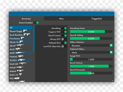 Settings Csgo Cheat Menu Designs Clipart Pikpng