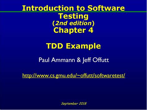 Introduction To Software Testing 2nd Edition Chapter 4 Tdd Example Ppt Download