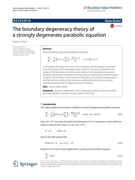 Pdf The Boundary Degeneracy Theory Of A Strongly Degenerate Parabolic Equation