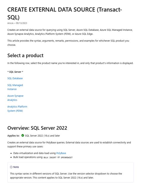 Create External Data Source Transact Sql Pdf Microsoft Sql Server