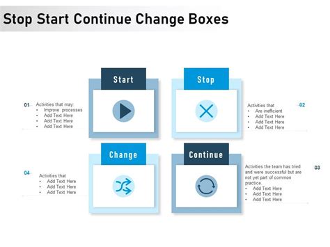 Stop Start Continue Change Boxes PowerPoint Presentation Templates