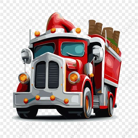크리스마스 소방차 벡터상표클립 아트만화 Png 일러스트 무료 다운로드 Lovepik