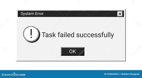 Old System Error Message In Black Color Retro Warning Notification