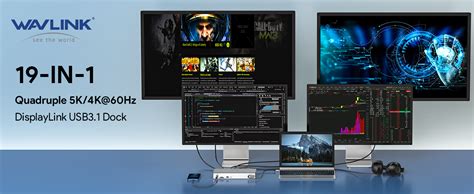 WAVLINK Displaylink Docking Station Monitors K K Hz Quad Displays For M M M Mac