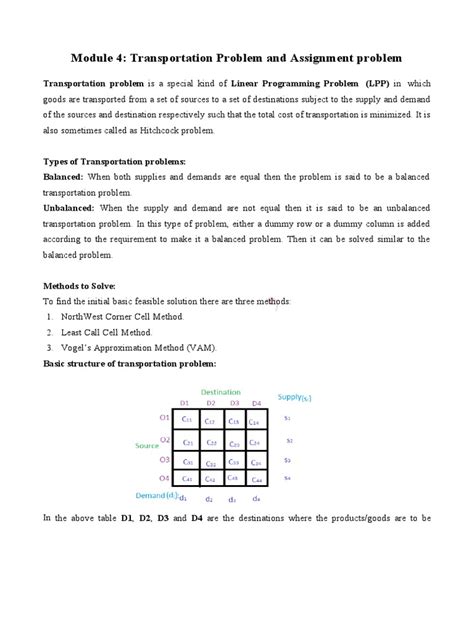 Transportation Problems Pdf Mathematical Optimization Maxima And Minima