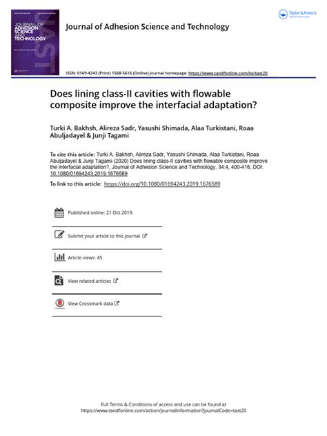 Does Lining Class Ii Cavities With Flowable Composite Improve The Interfacial Adaptation Pdf