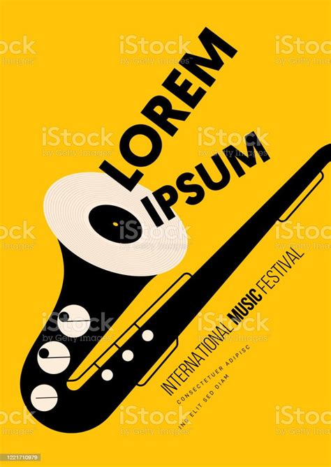 최소한의 색소폰으로 장식 음악 포스터 디자인 템플릿 배경 음악에 대한 스톡 벡터 아트 및 기타 이미지 음악 색소폰 재즈