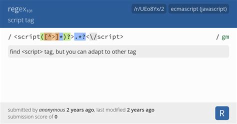 Regex101 Script Tag
