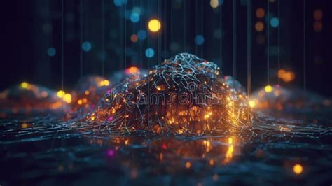 Virtual Network Of The Artificial Intelligence Learning Algorithm Stock Illustration