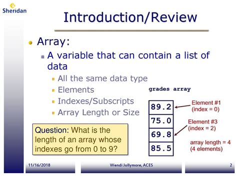 what is an array why arrays programming examples ppt download