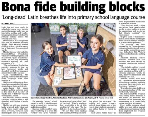 Dsfs Word Origins Program Has Been Featured In An Article In Todays West Australian Newspaper