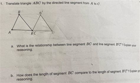 Answered 1 Translate Triangle Abc By The Directed Line Segment From A