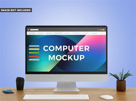 Premium Psd Computer Mockup With Keyboard And Mouse Front View