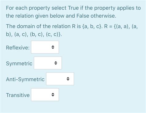 Solved For Each Property Select True If The Property Applies Chegg