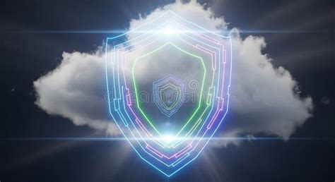 Secure Cloud Computing Technology Shield Emblem Data Protection