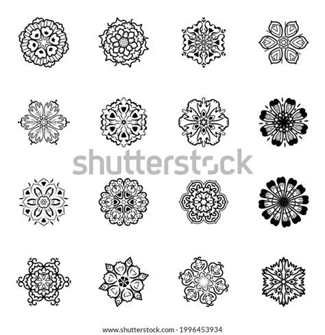 Flowers Pattern Linear Icons Pack Stock Vector Royalty Free