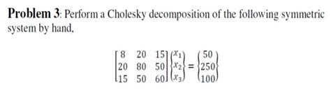 Solved Perform A Cholesky Decomposition Of The Following