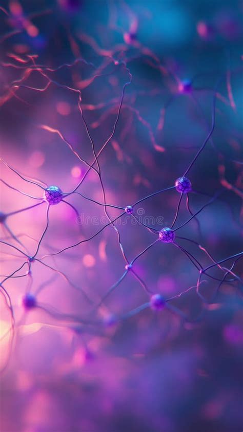 Intricate Neural Network With Glowing Nodes And Vibrant Connections In Abstract Background Stock
