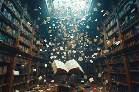 Exploring The Majesty Of Towering Library Shelves And Fluttering Book