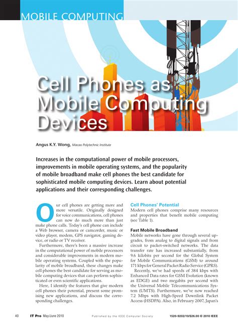 Pdf Cell Phones As Mobile Computing Devices