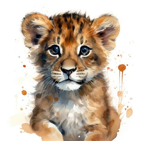 수채화 바바리 사자 클리파트 일러스트레이션 생성 Ai 프리미엄 Ai 생성 이미지