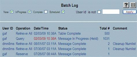 Batch Log